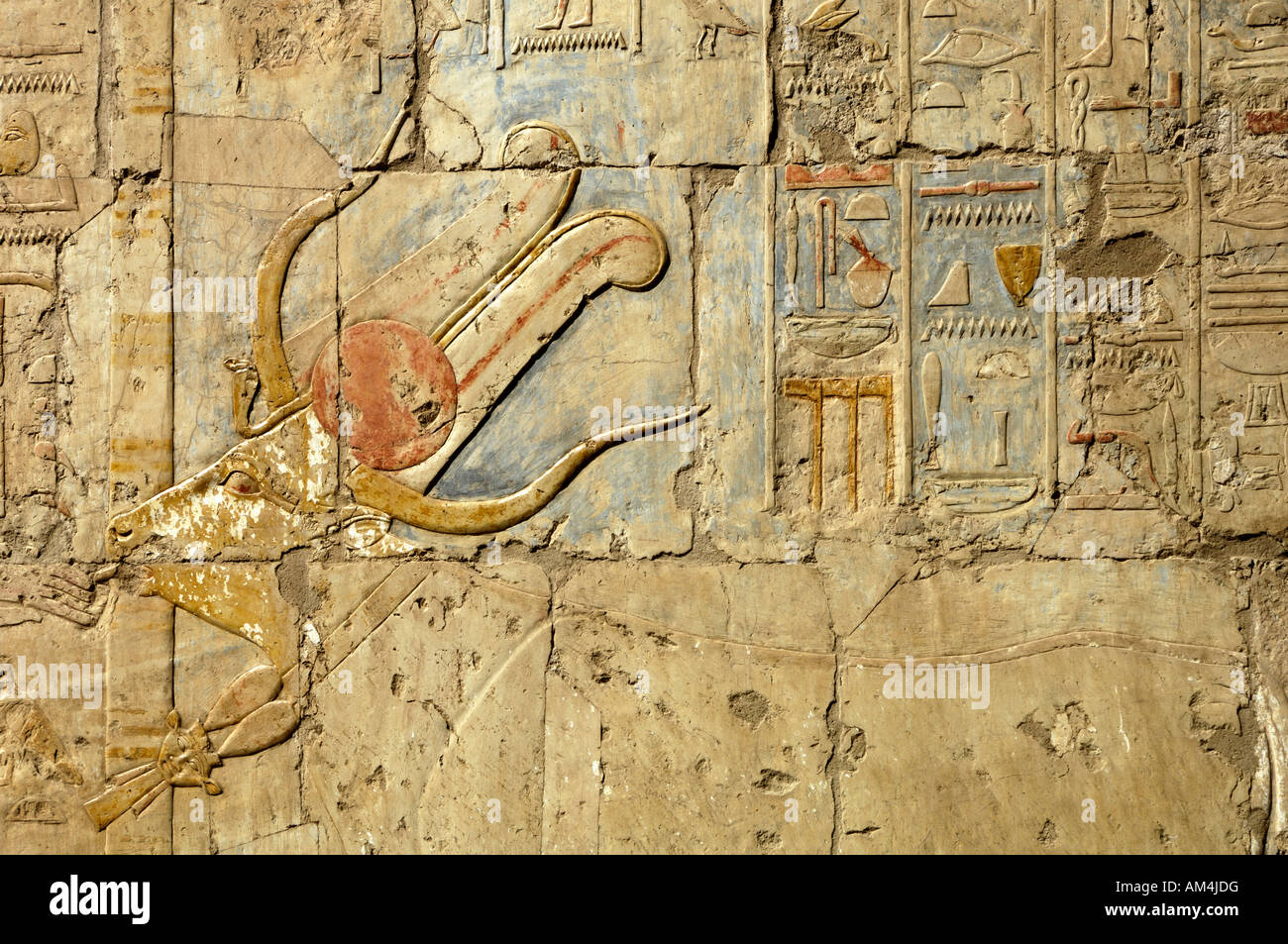 Hathor represented as Cow Hatshepsut temple Egypt North Africa Stock ...