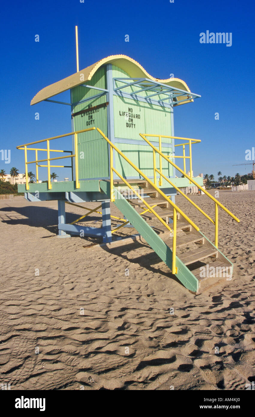 Art deco style lifeguard house on south beach Miami Beach Florida Stock ...