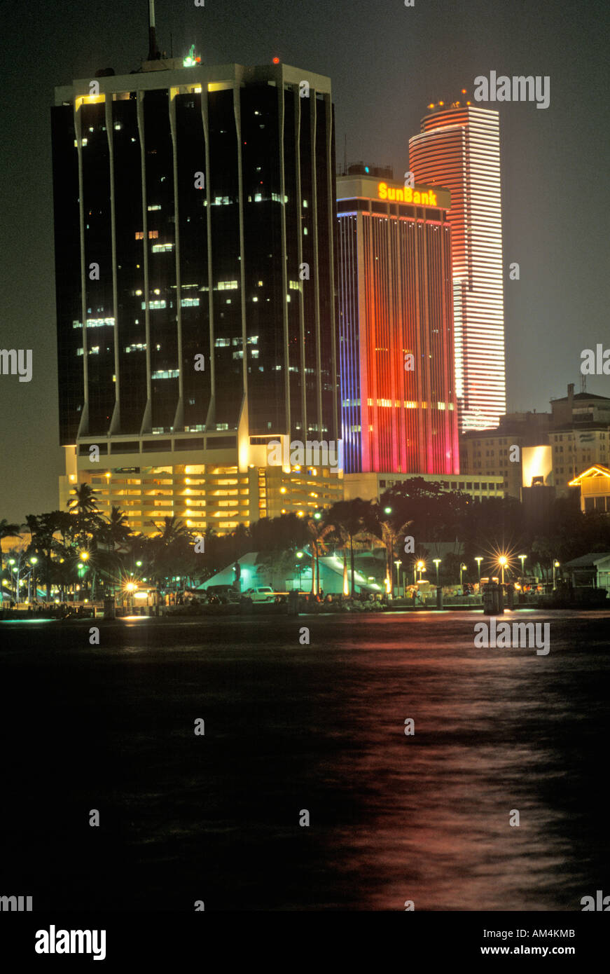 Miami skyline by night Centrust Building Miami Florida Stock Photo - Alamy