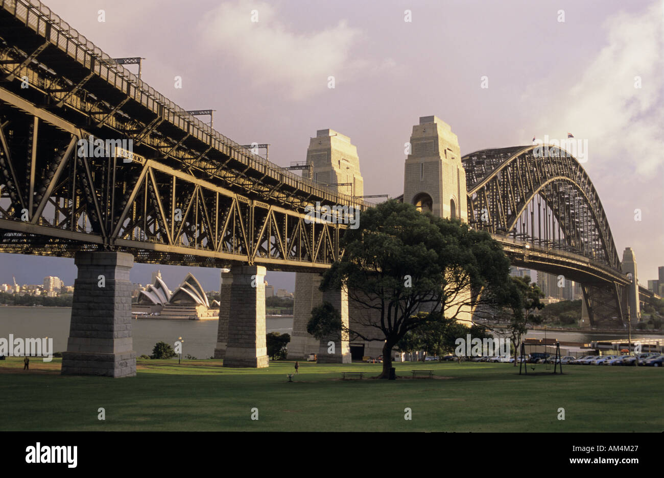 Harbour Bridge with Opera House in background, Sydney Stock Photo - Alamy