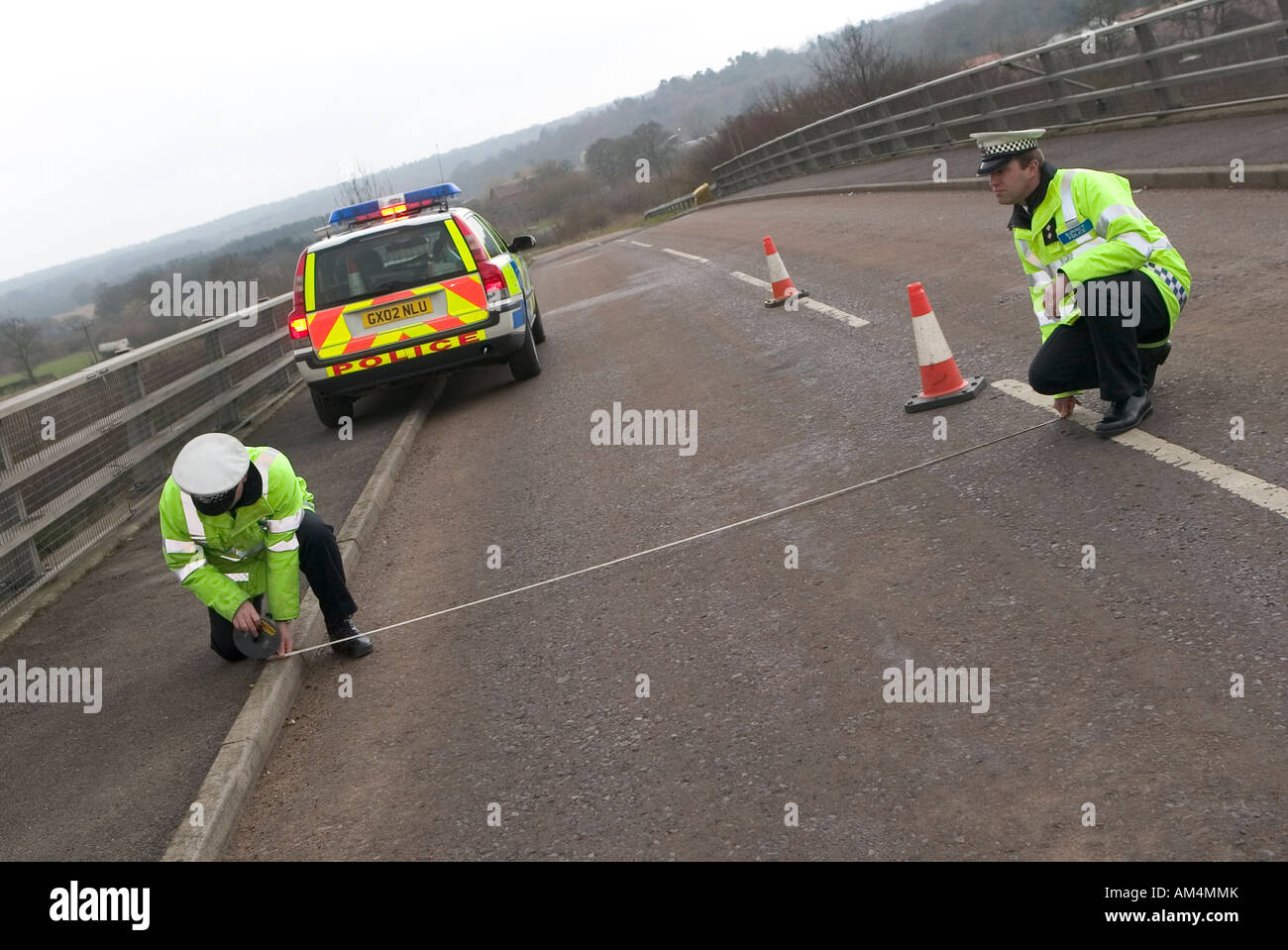 British Traffic Police marking out the scene of an accident United ...