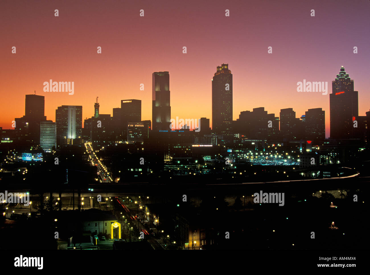 Skyline view at sunset of the state capital of Atlanta Georgia Stock ...