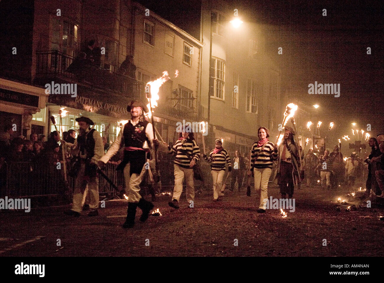 Burning Torches and Procession At The Lewes Fire Festival Sussex UK ...