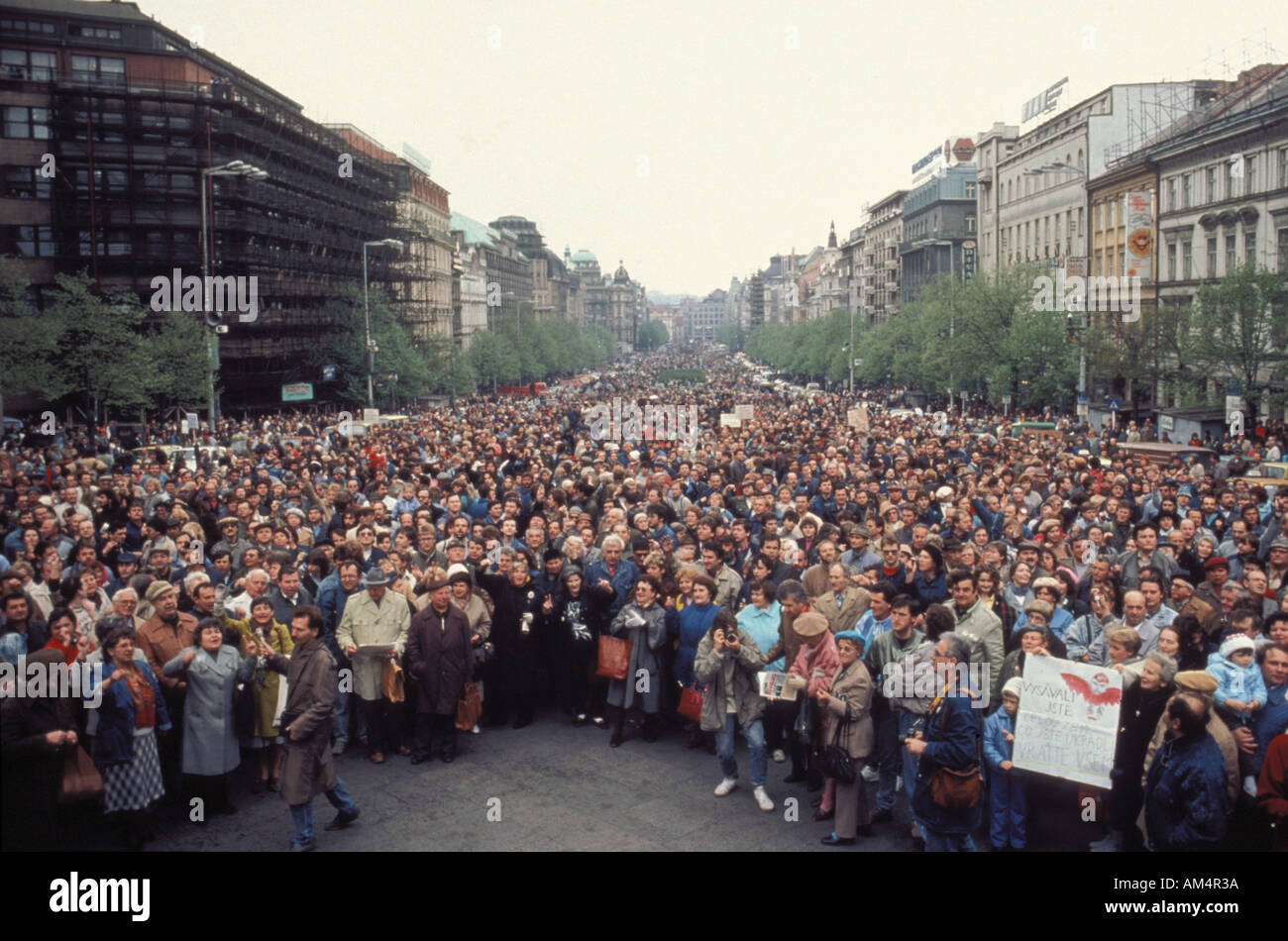Anti communist demonstration in Wenceslas Square in Prague Czech Stock ...