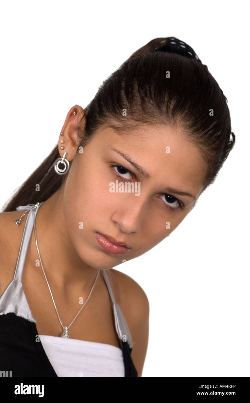 Portrait girl frown face hi-res stock photography and images - Alamy