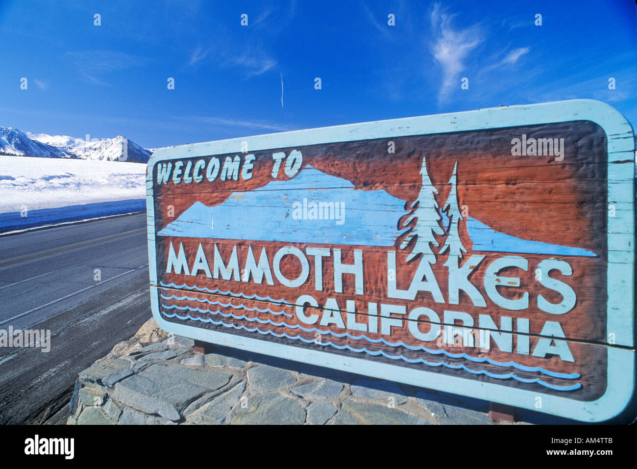 Welcome to Mammoth Lakes California sign along roadway Mammoth ...