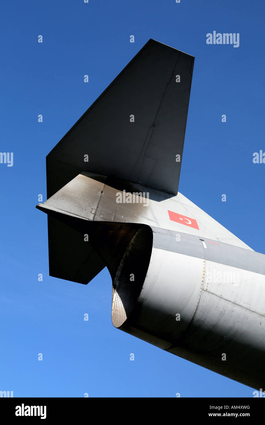 Tail fin and exhaust of a Turkish Airforce jet Starfighter on display ...