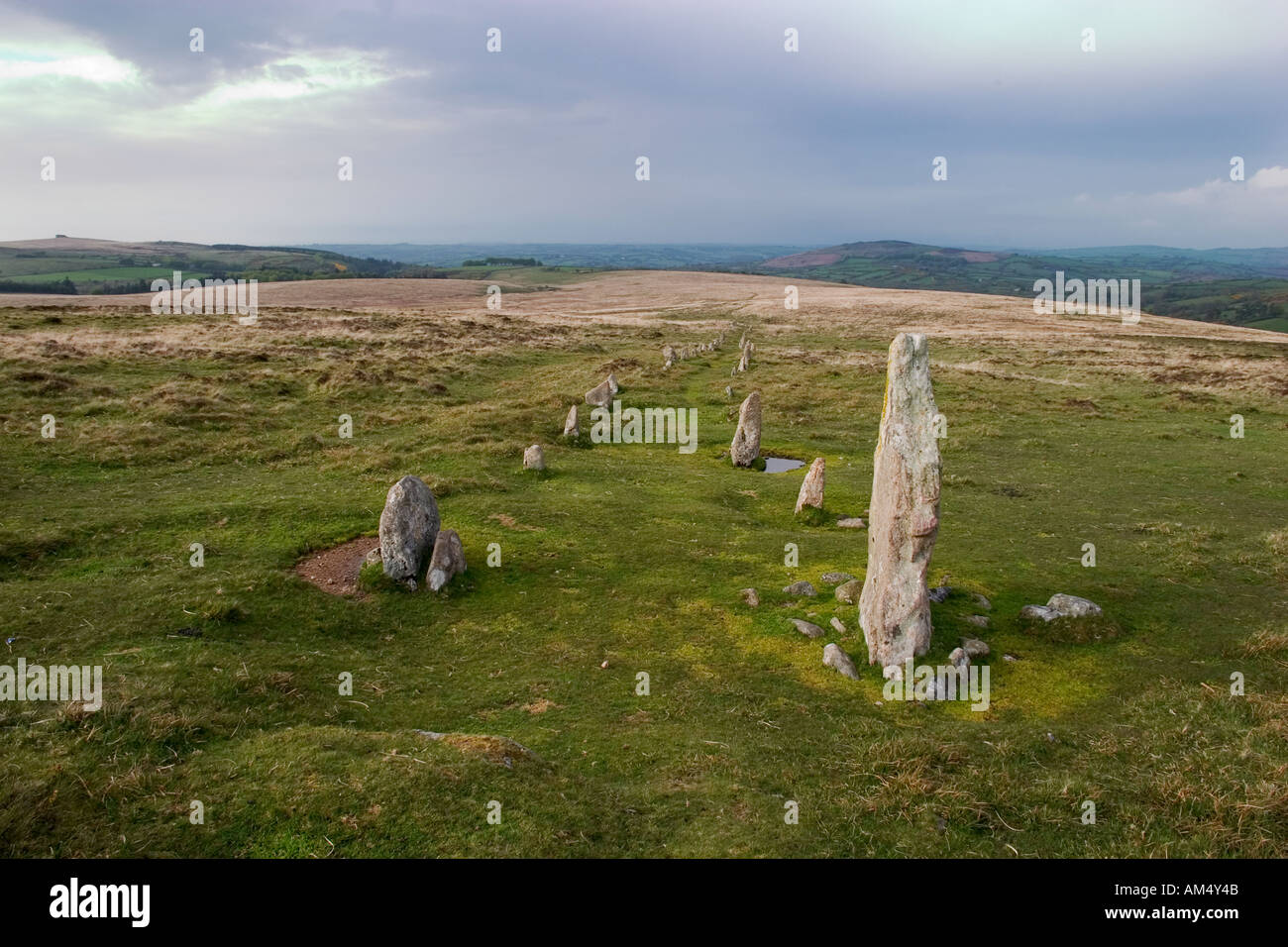 Stone Rows Dartmoor Stock Photo - Alamy