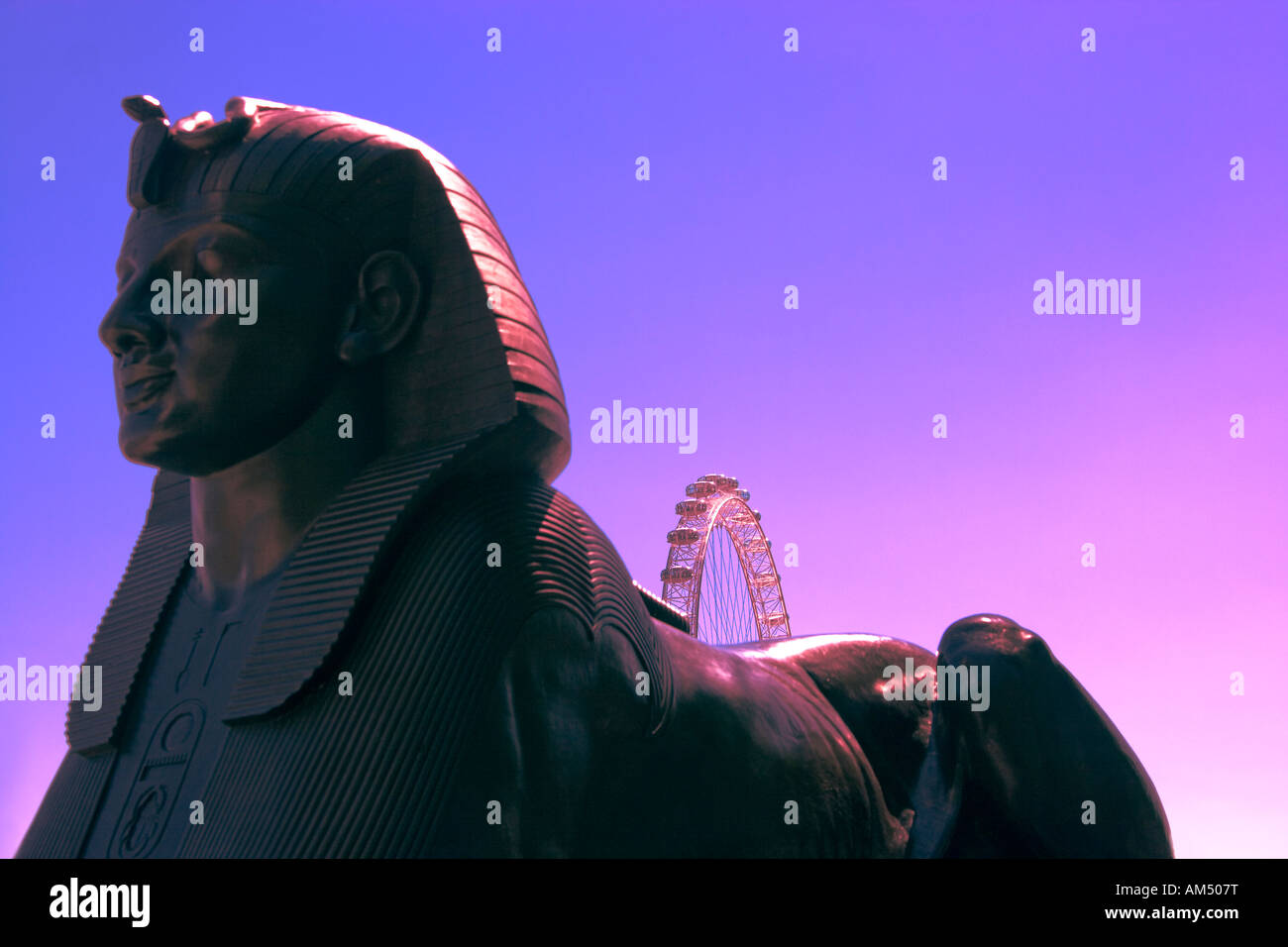 Sphinx and London Eye London Stock Photo - Alamy