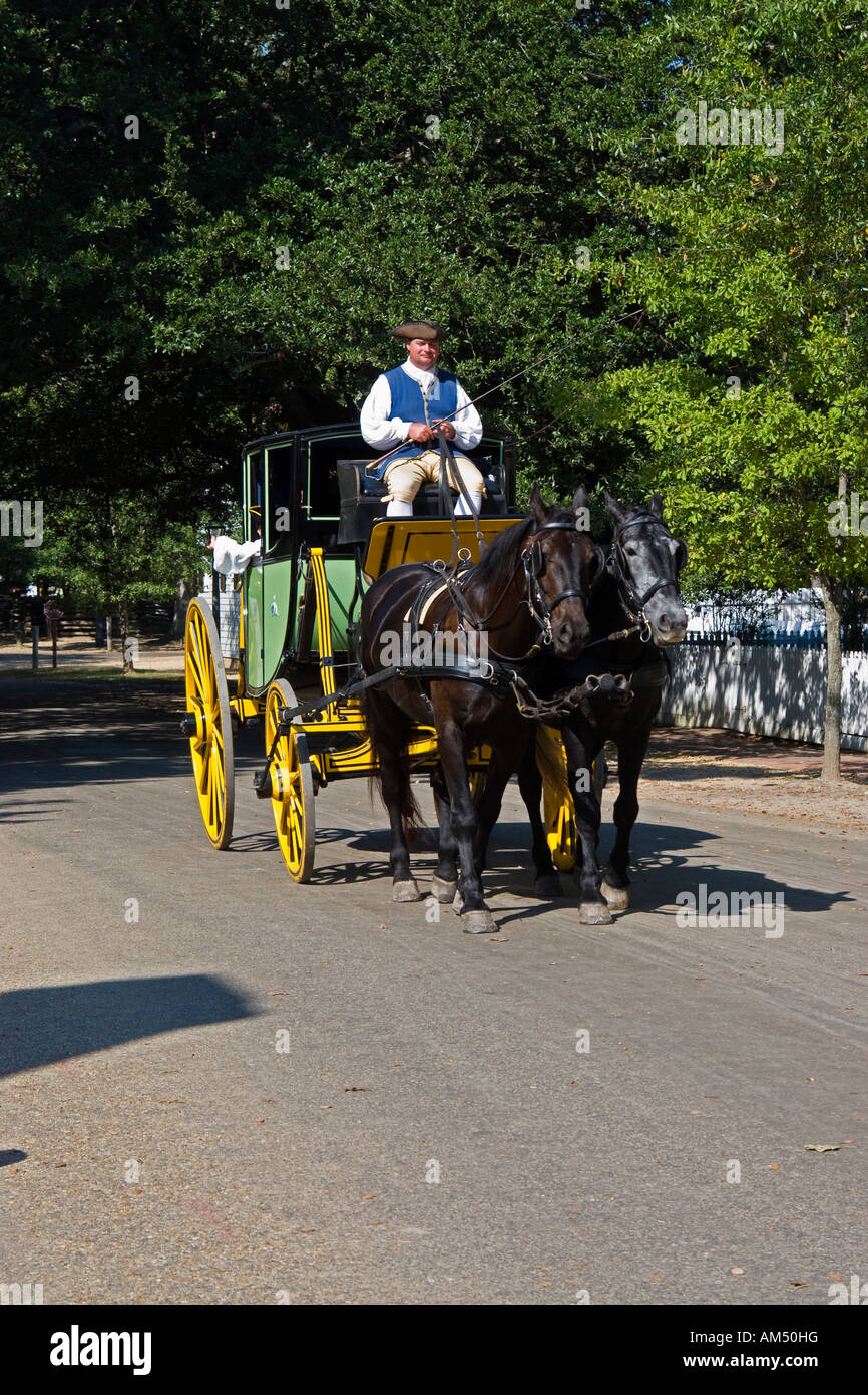 Horse drawn carriage ride at Colonial Williamsburg by costumed re ...