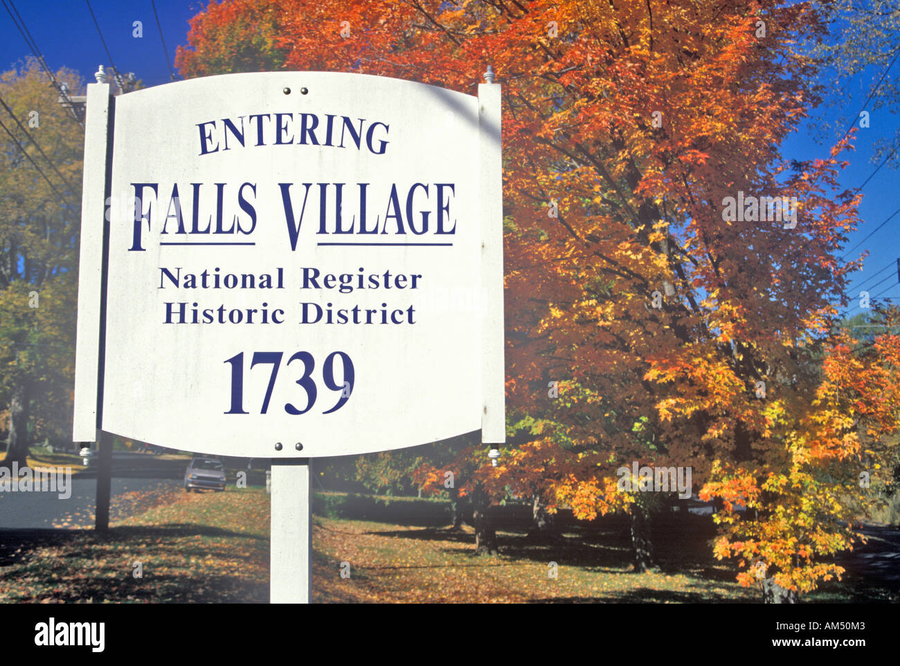 Fall colors in Falls Village along scenic highway U S Route 7 ...