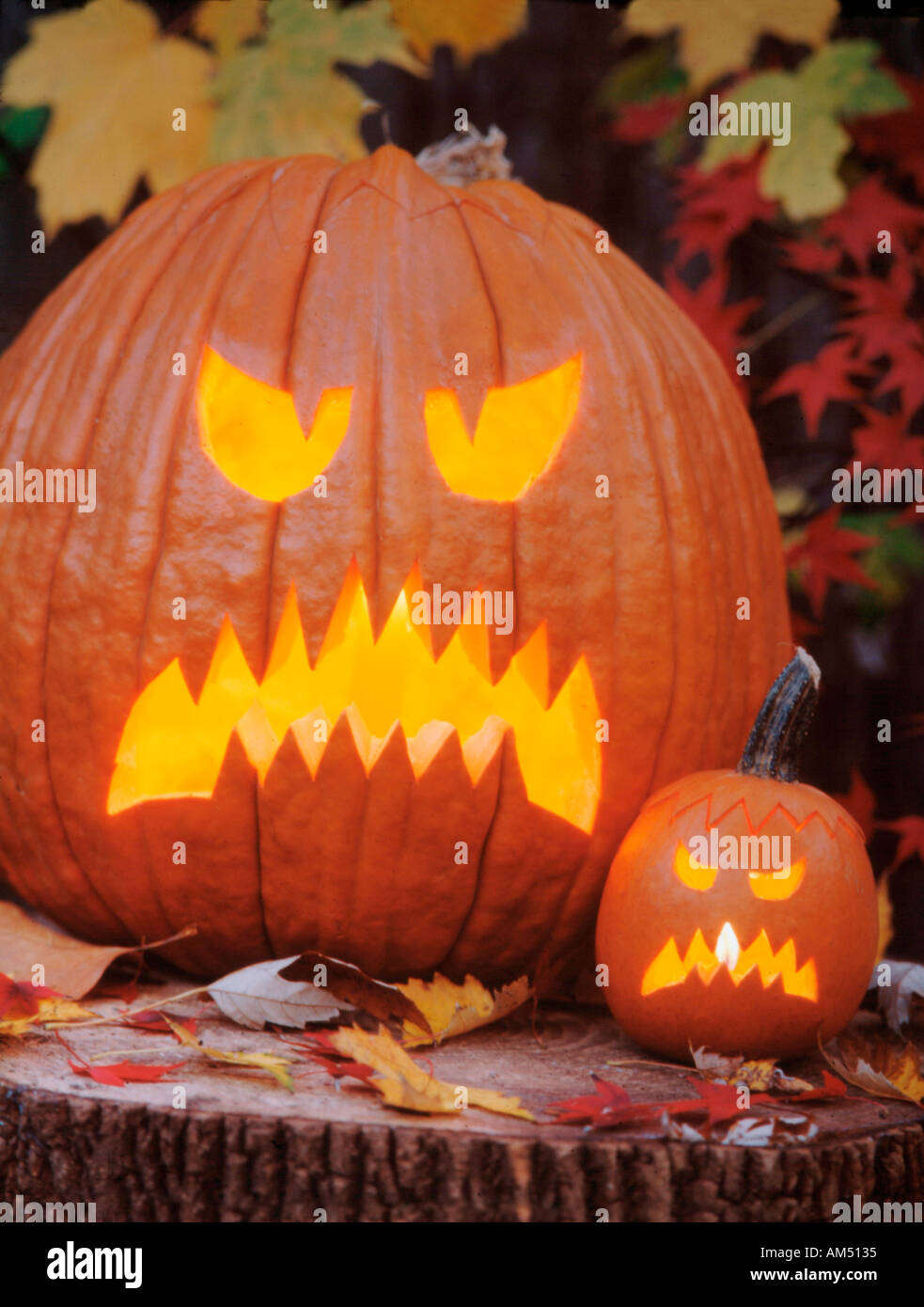 jack o lanterns pumpkins with scary faces Stock Photo - Alamy
