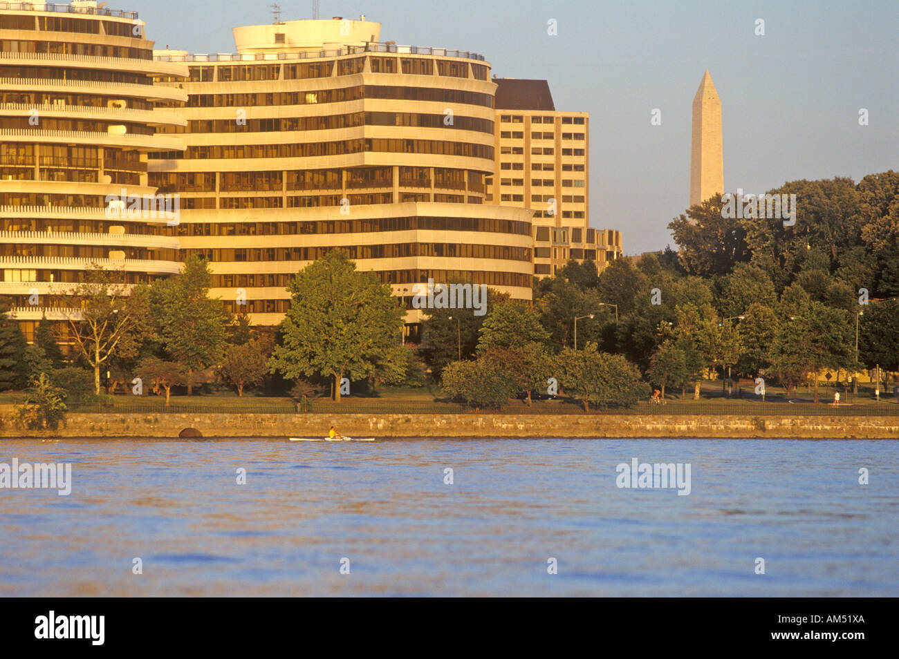 Sunset on the Potomac River Watergate Building and the National ...