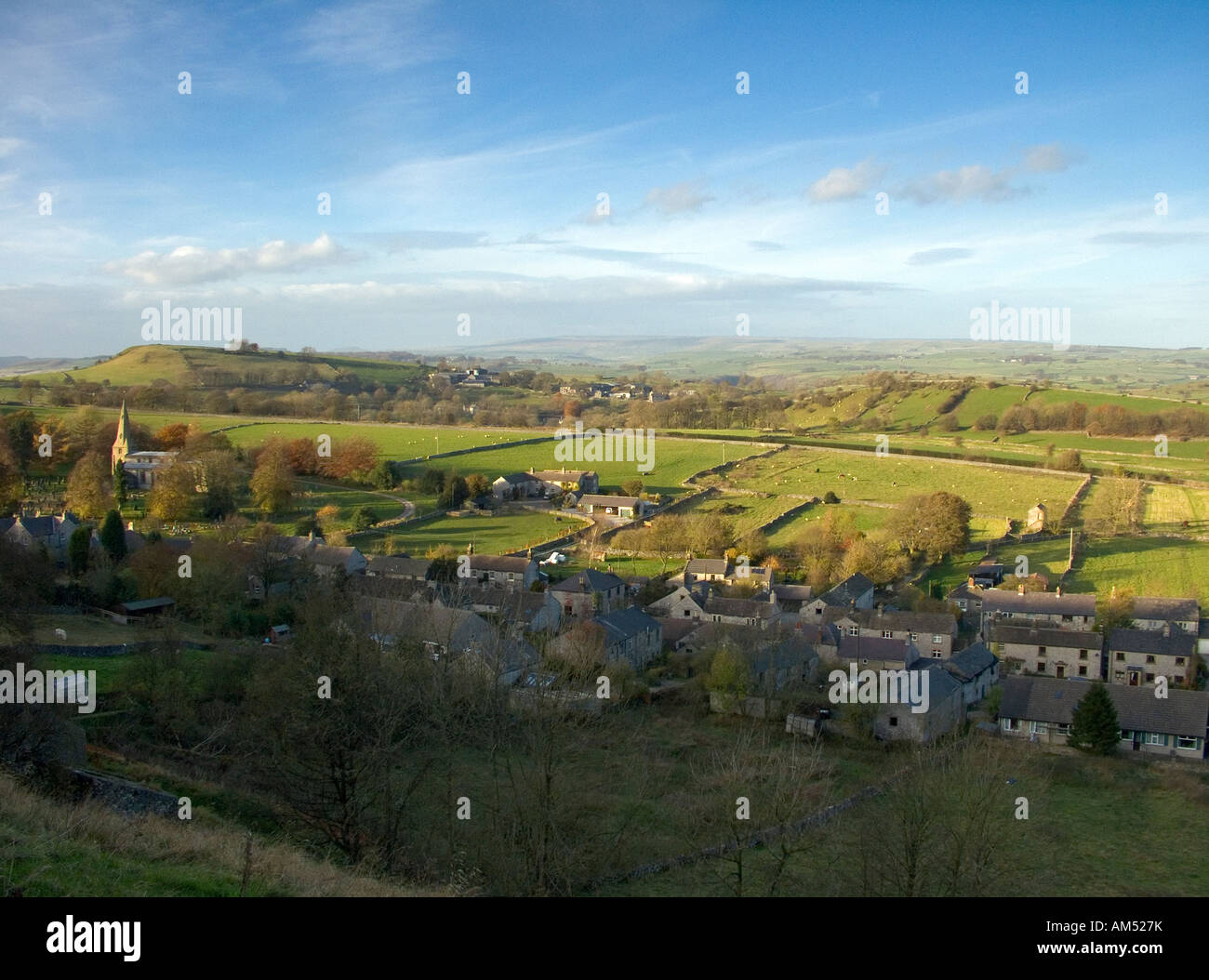 Peak District National Park Scenic View landscape from Taddington ...