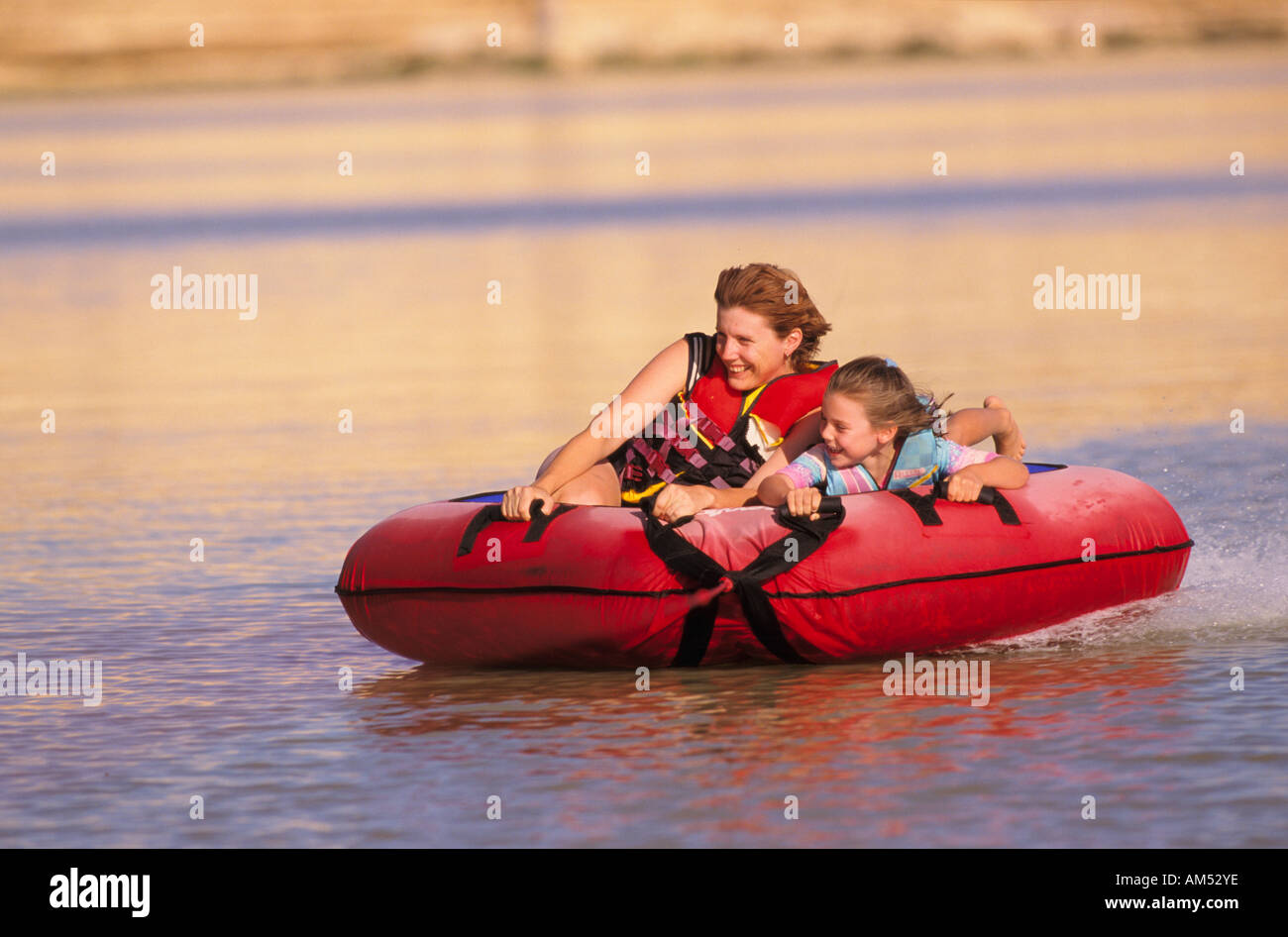 Tubing on water near Blanchetown Murray River South Australia ...