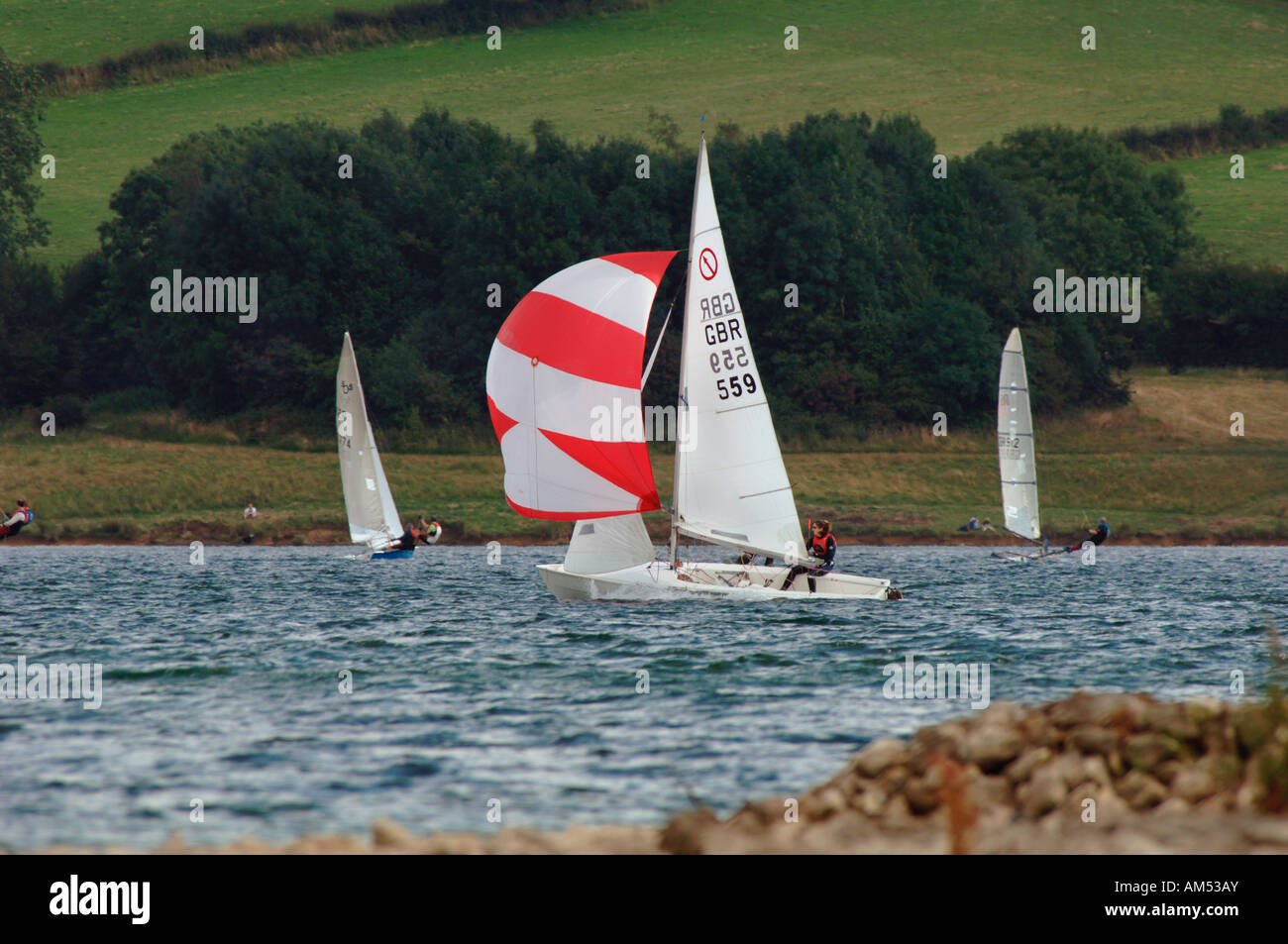 Sailing On Carsington Water. A Freshwater Reservoir In Derbyshire ...