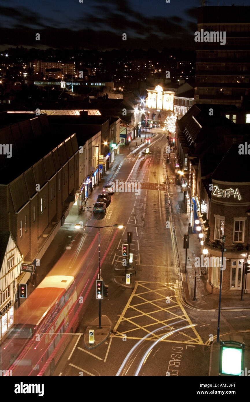 Night shot showing King Street and High Street by in Maidstone, Kent ...