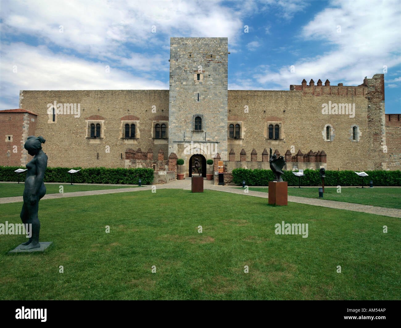Entrance to the Castle of the Kings of Majorca ans Sculptures on the ...