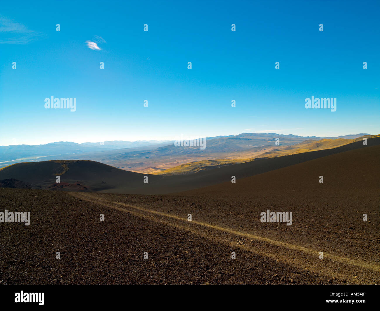 A lunar-like landscape of volcanic ash deposits in Payunia Provincial ...