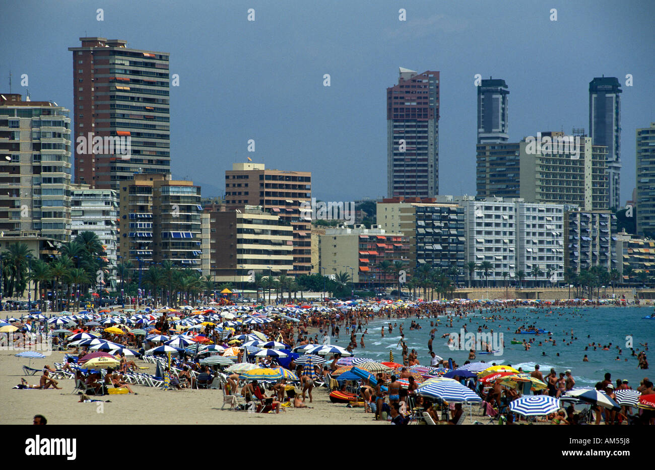 Benidorm beach umbrella hi-res stock photography and images - Alamy