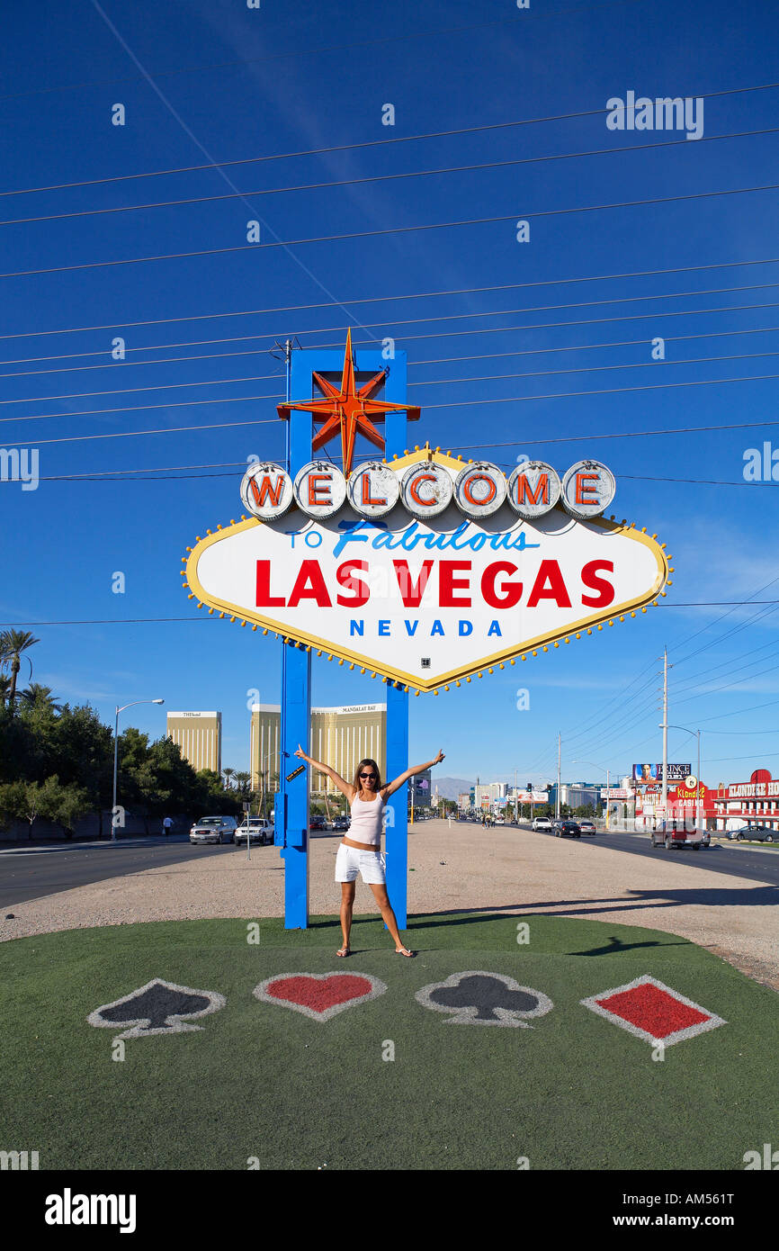 United States, Nevada, Las Vegas, city entrance road sign Stock Photo ...