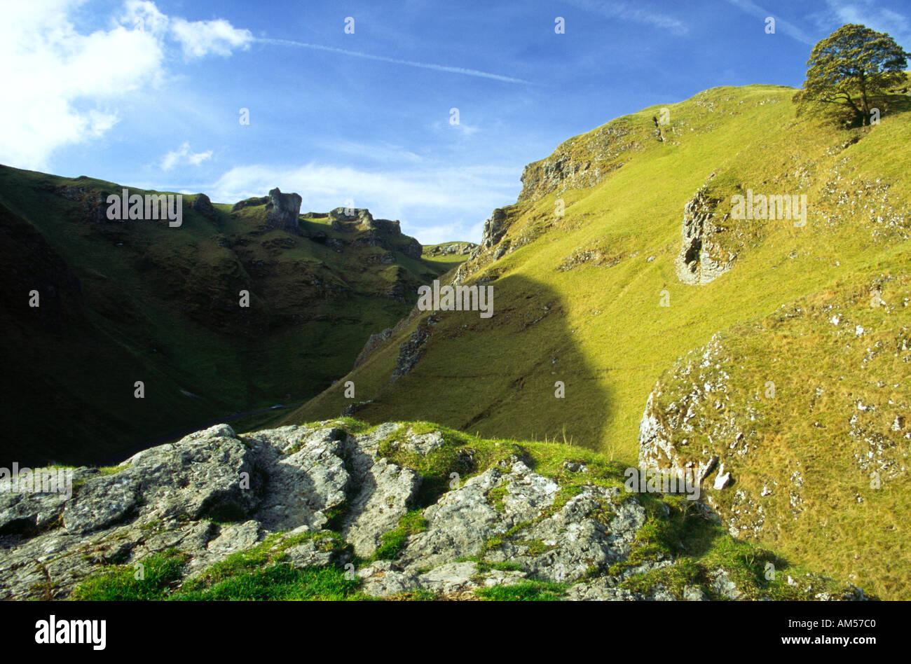 Winnats Pass near Castleton in the Derbyshire Peak District England UK ...