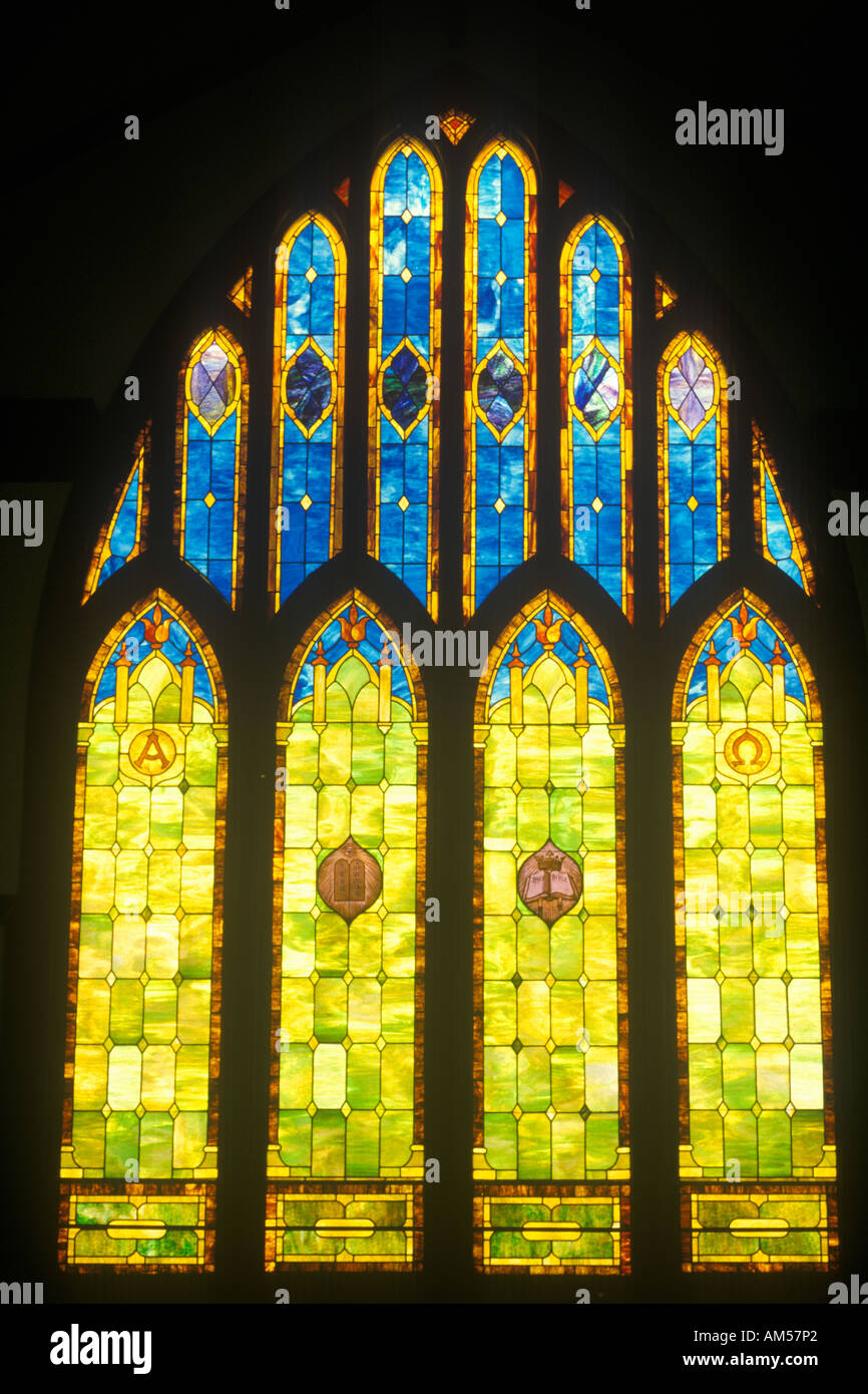 Stained Glass Window in Church Kauai Hawaii Stock Photo - Alamy