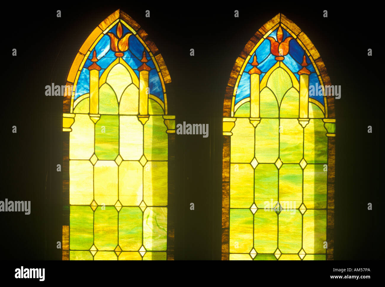 Two Stained Glass Windows in Church Kauai Hawaii Stock Photo - Alamy