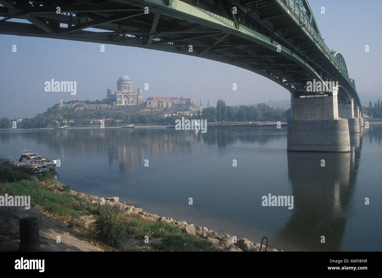 Central Europe, Hungary, Esztergom, Cathedral and Maria Valeria Bridge ...