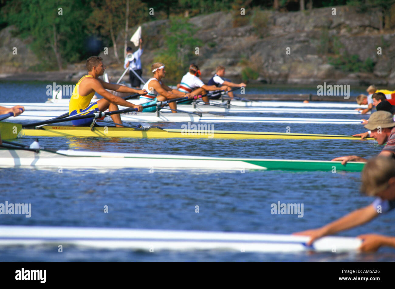 TEAMWORK COOPERATION ROWING COMPETITION FARSTA STRAND Stock Photo - Alamy