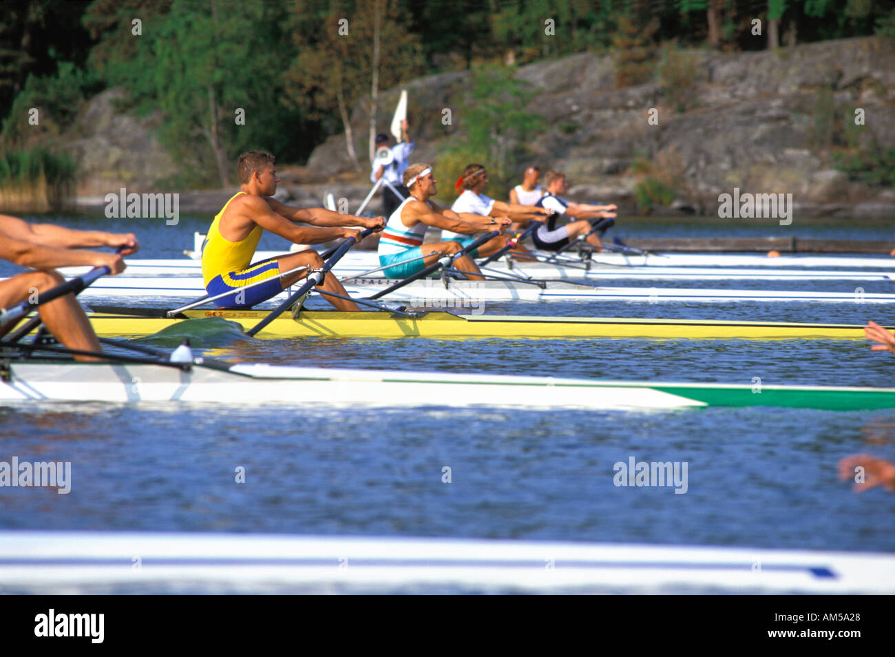 TEAMWORK COOPERATION ROWING COMPETITION FARSTA STRAND Stock Photo - Alamy