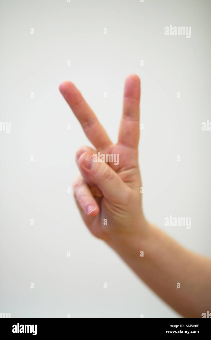 Two Fingers V Sign High Resolution Stock Photography and Images - Alamy