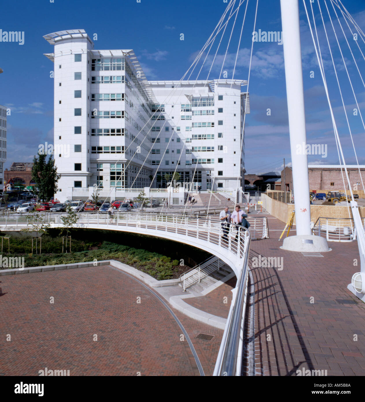 Modern office block from Trinity Bridge (Santiago Calatrava, 1996) over ...