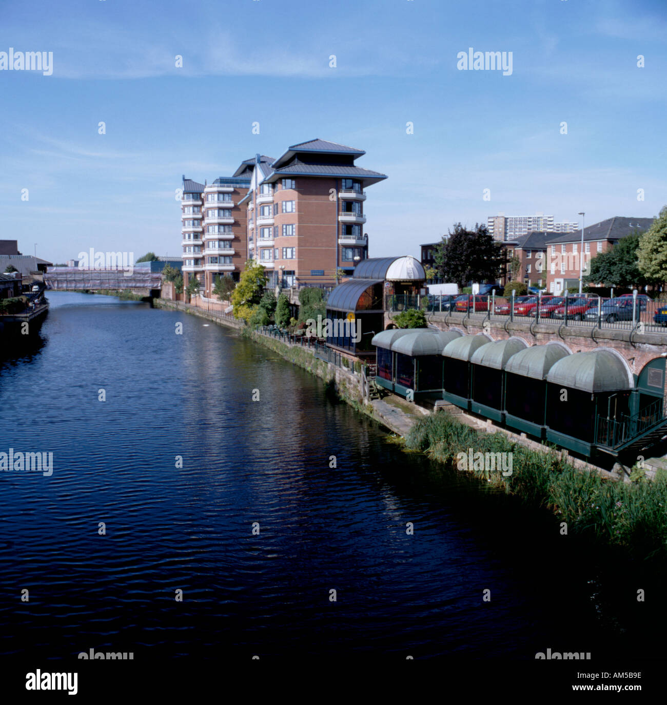 Ralli Quays Building, seen over the River Irwell, Salford, Greater ...