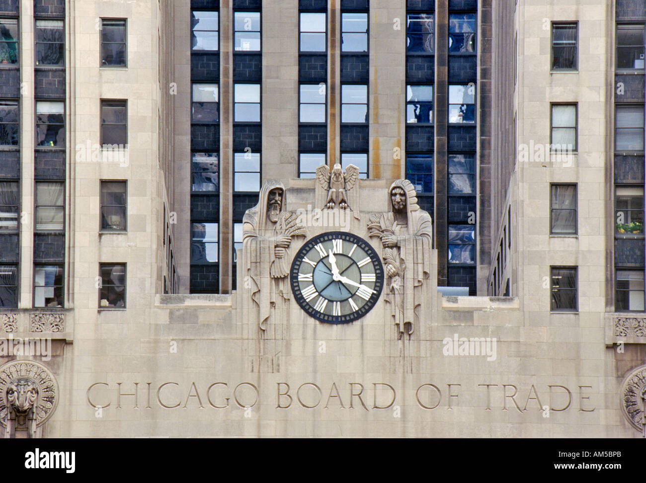 Clock on the Chicago Board of Trade Building Chicago Illinois Stock ...