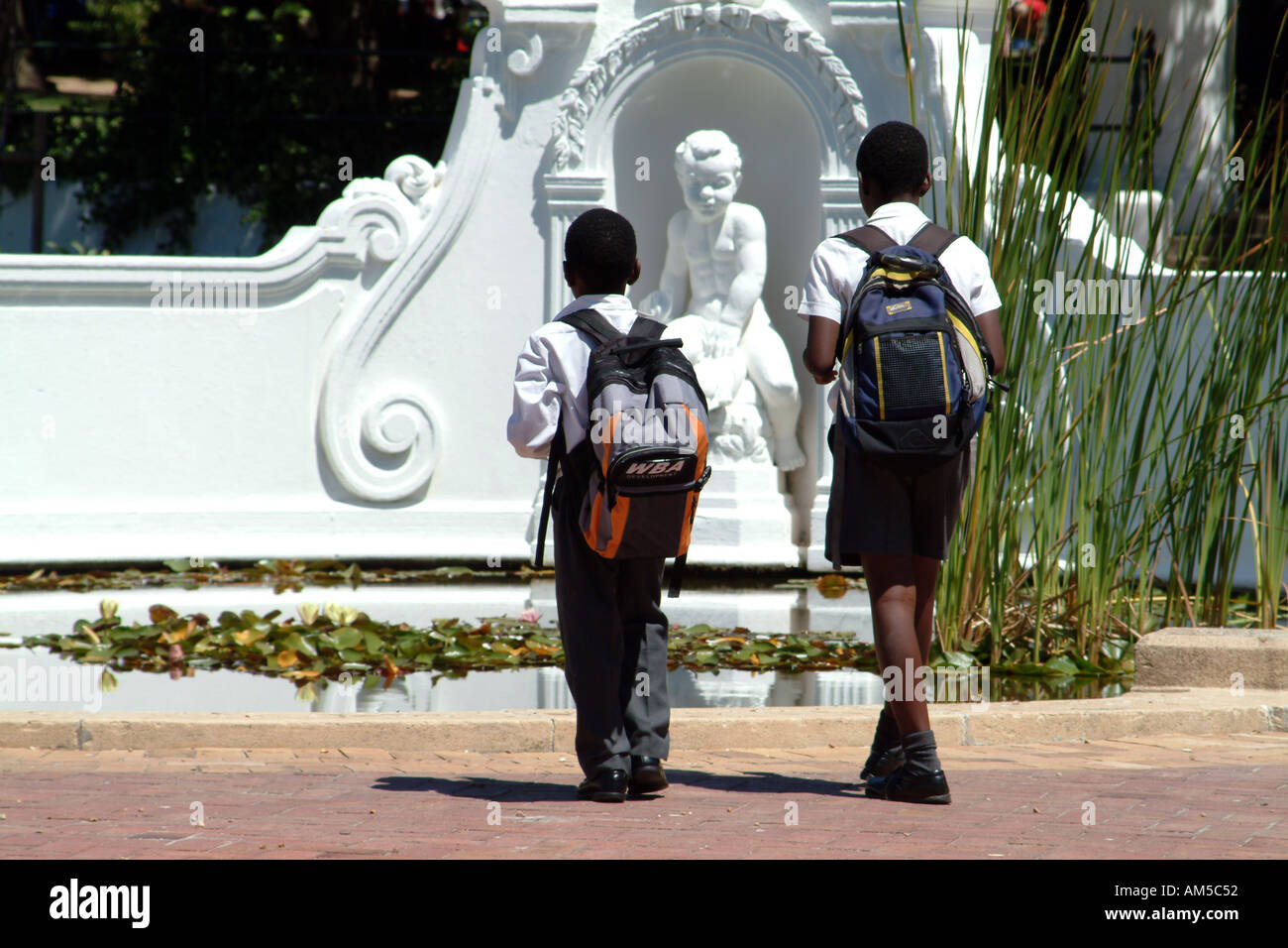 Cape Town South Africa RSA People Young Boys Children in Uniform walk ...