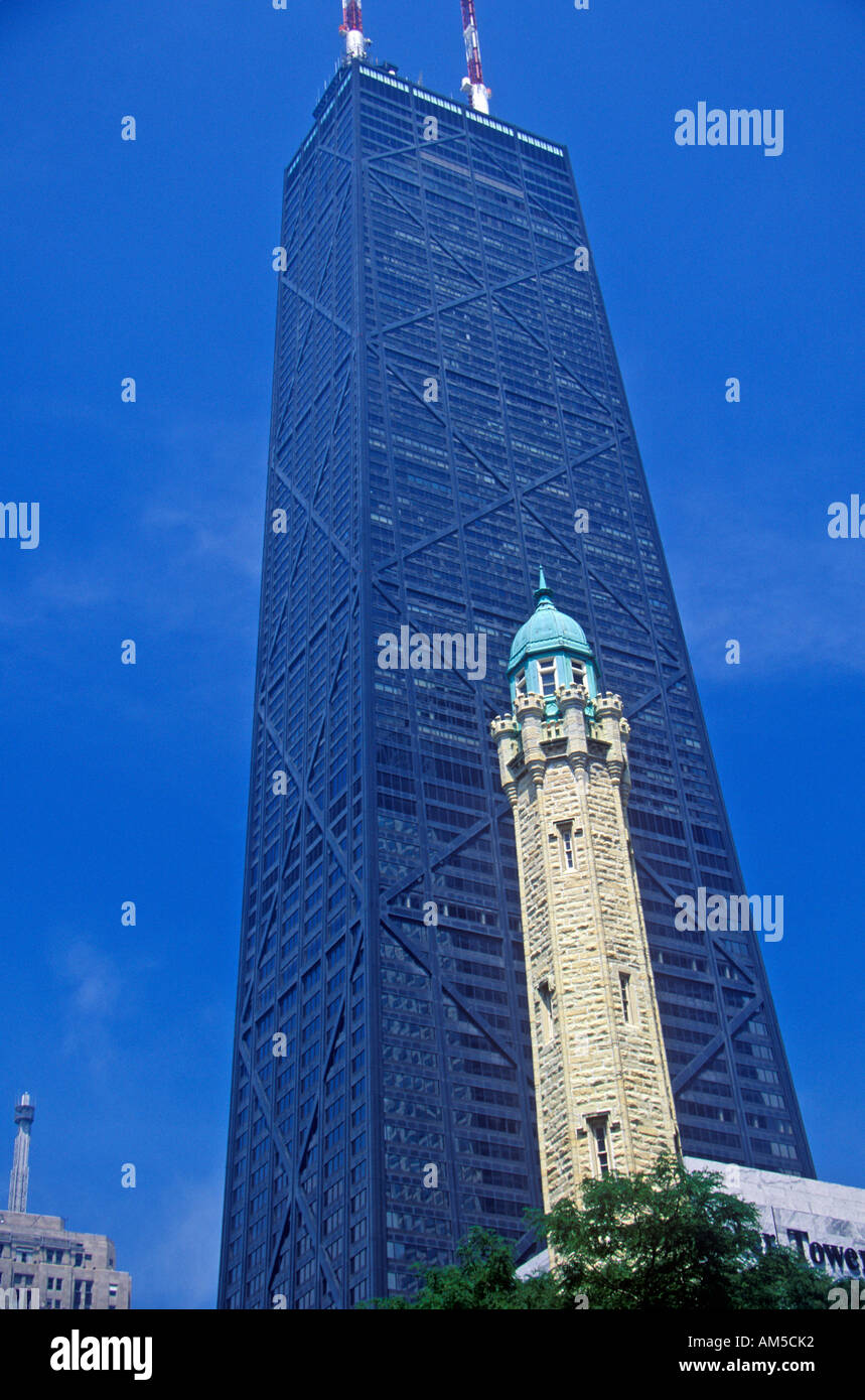 Old 1869 Chicago Water Tower and the John Hancock Building Chicago ...