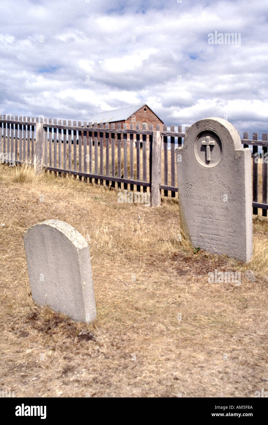 Headstones on Maria Island in Tasmania, Australia Stock Photo - Alamy