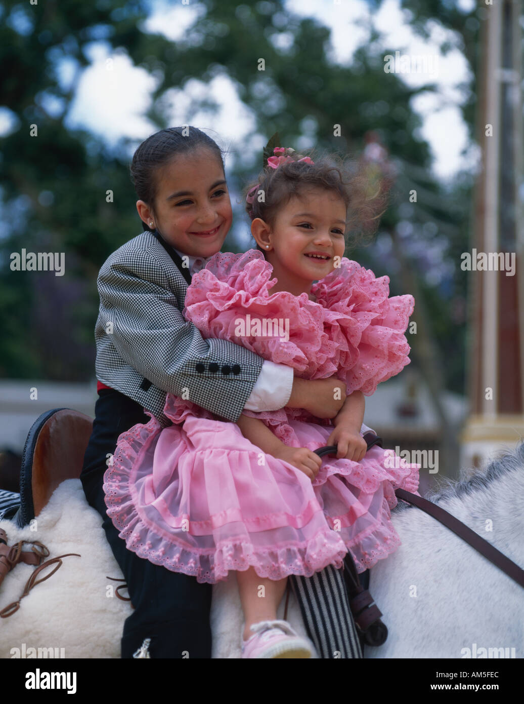 Two Children in traditional costume Jerez Horse Fair Jerez de la ...