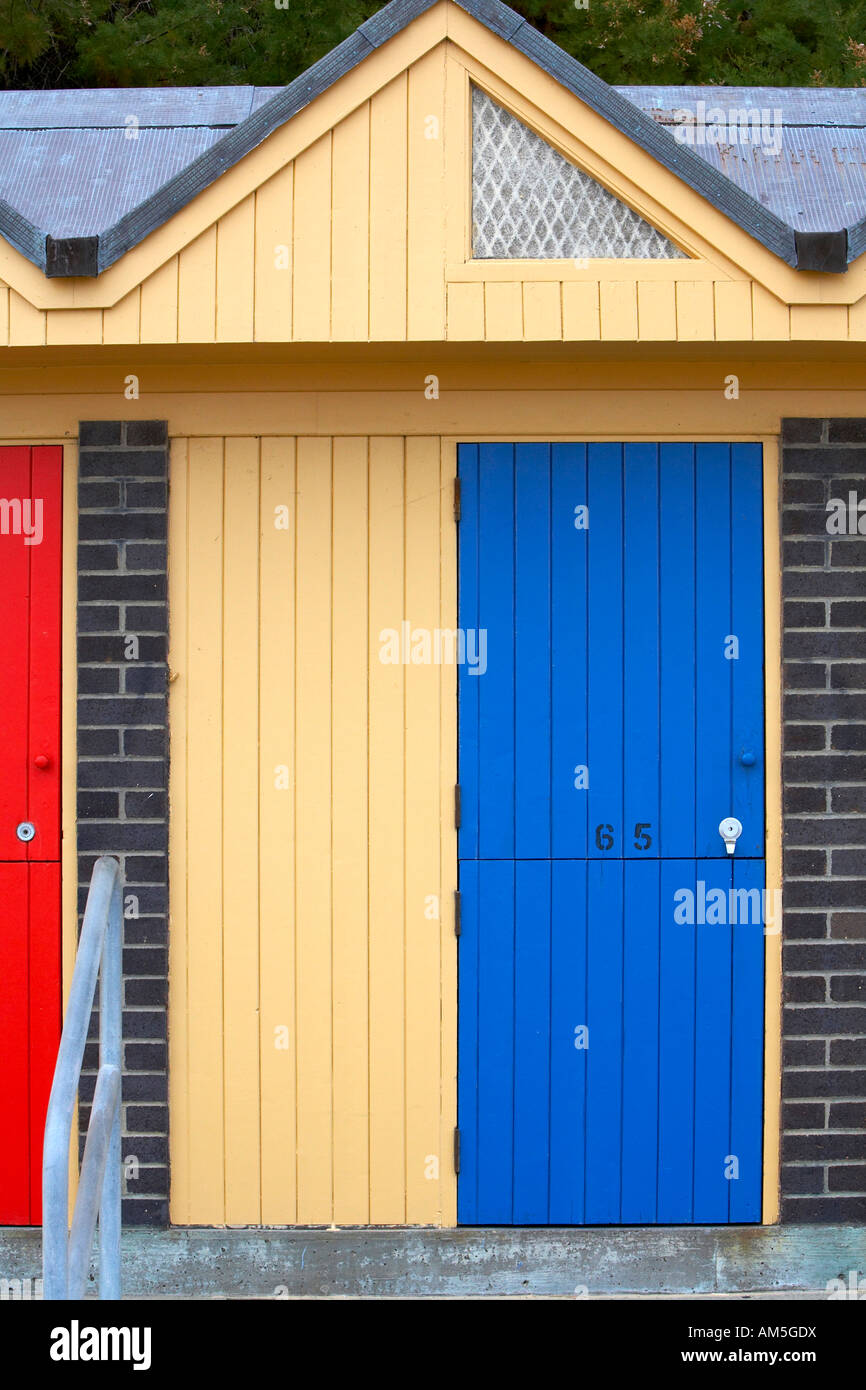 BEACH HUT 65 WITH BLUE DOOR Stock Photo - Alamy