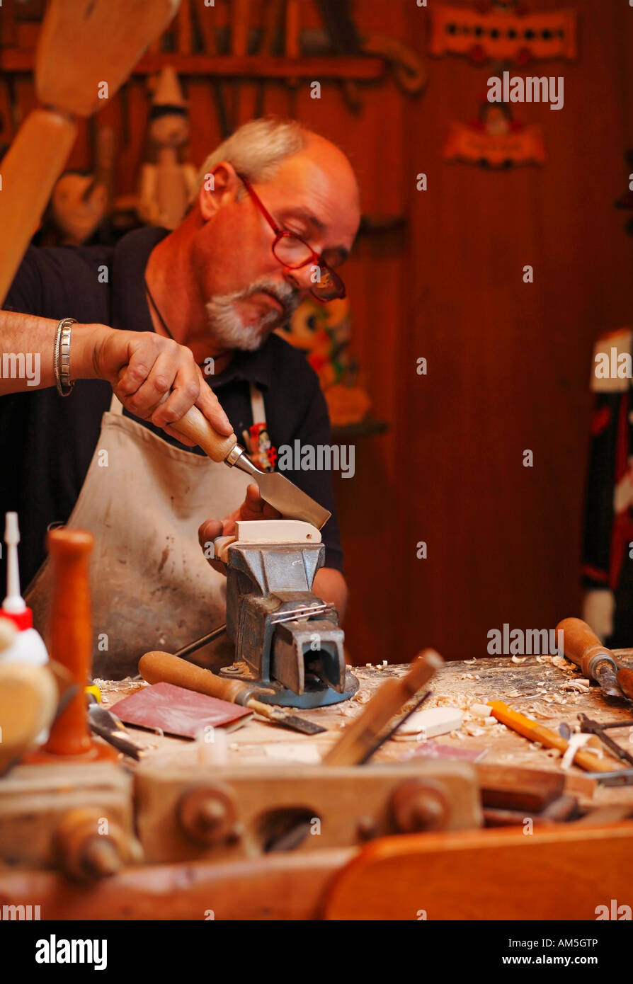 Woodcarver at work, Rome, Italy Stock Photo - Alamy