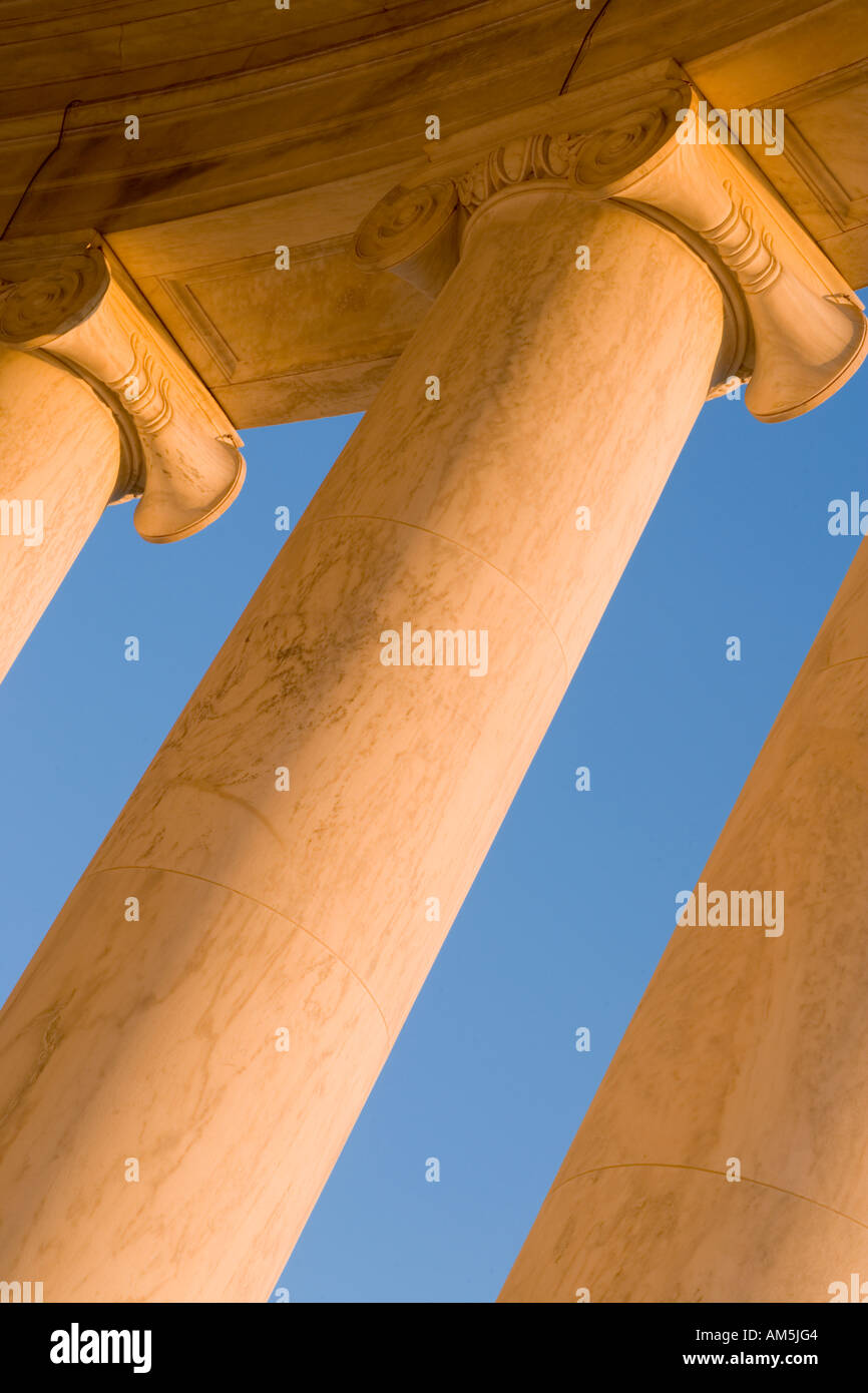 Ionic capitals. Close-up detail of the Neo-classical white marble ...
