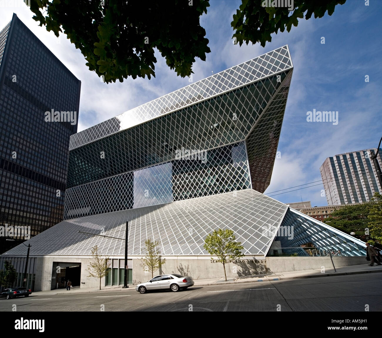 SPL, Seattle Central Public Library exterior as seen from the corner of ...