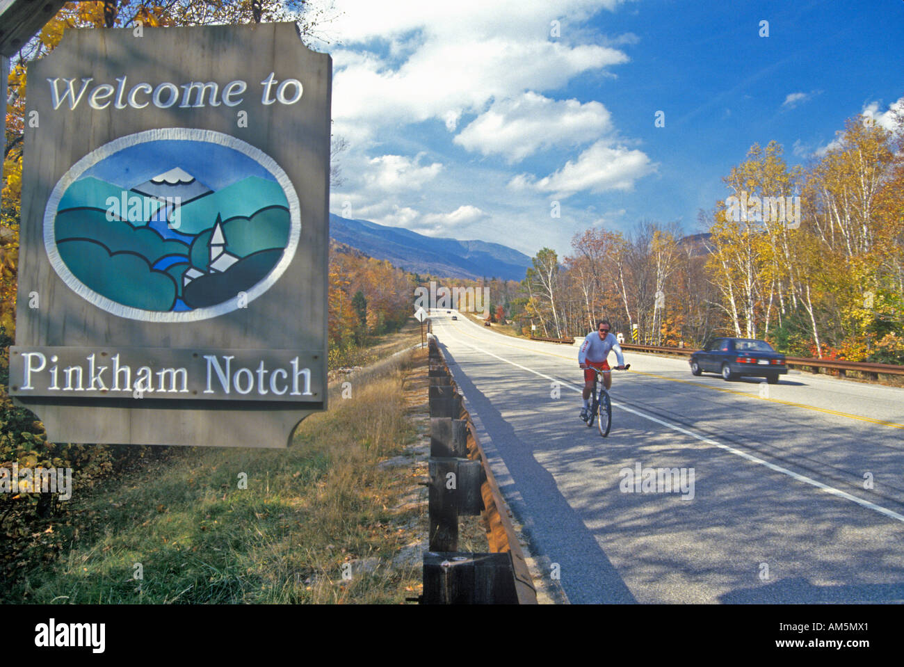 Welcome sign to Pinkham Notch NH on Route 16 in White Mountains Stock ...