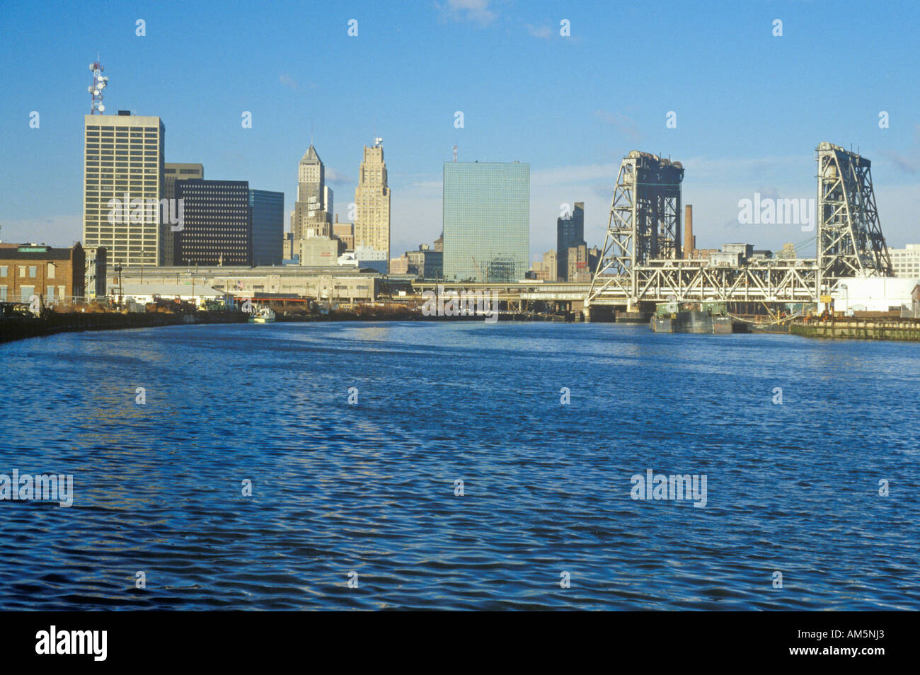 Newark NJ skyline from the river Stock Photo - Alamy