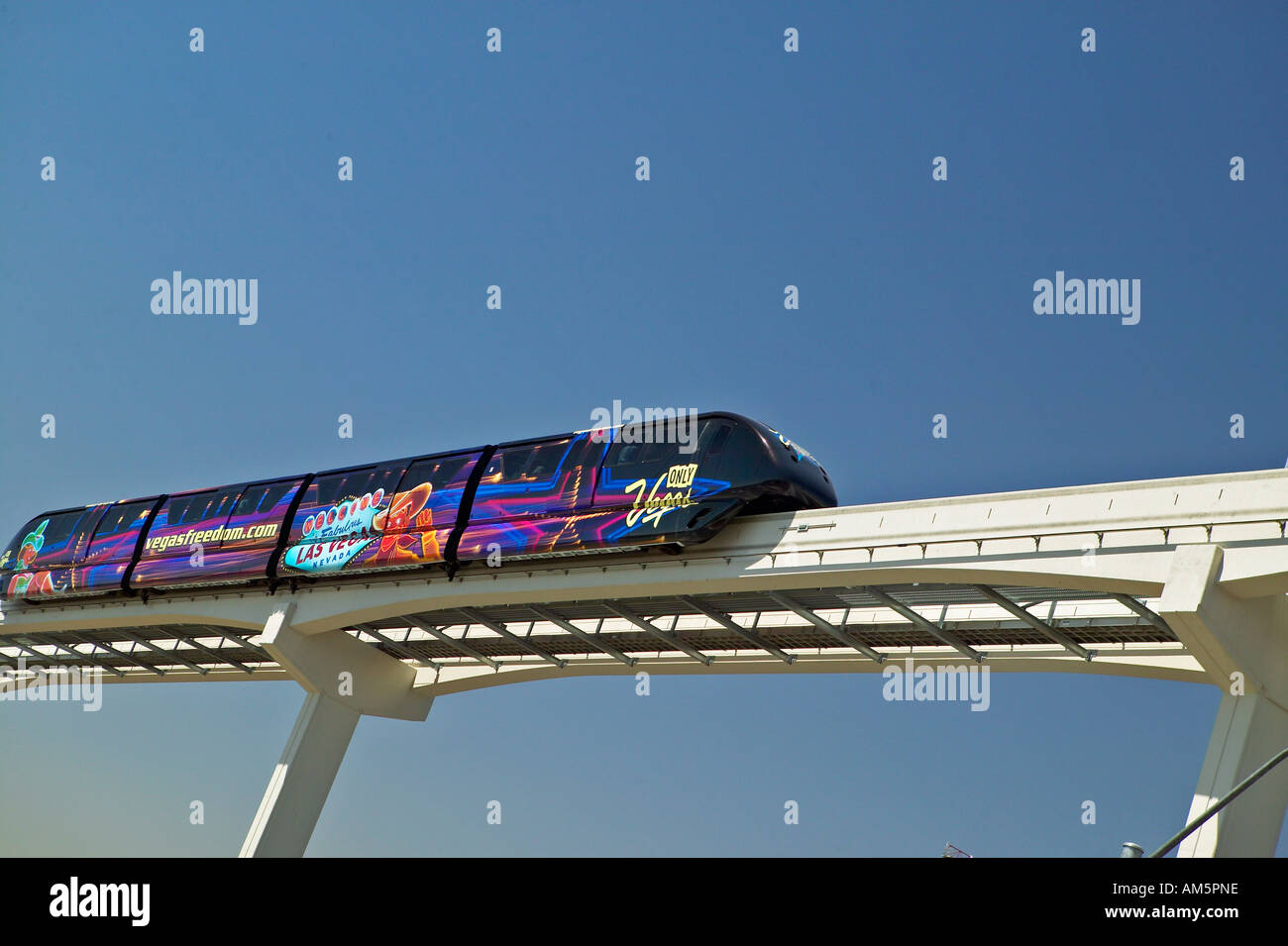 Monorail train with tourists in Las Vegas NV Stock Photo - Alamy