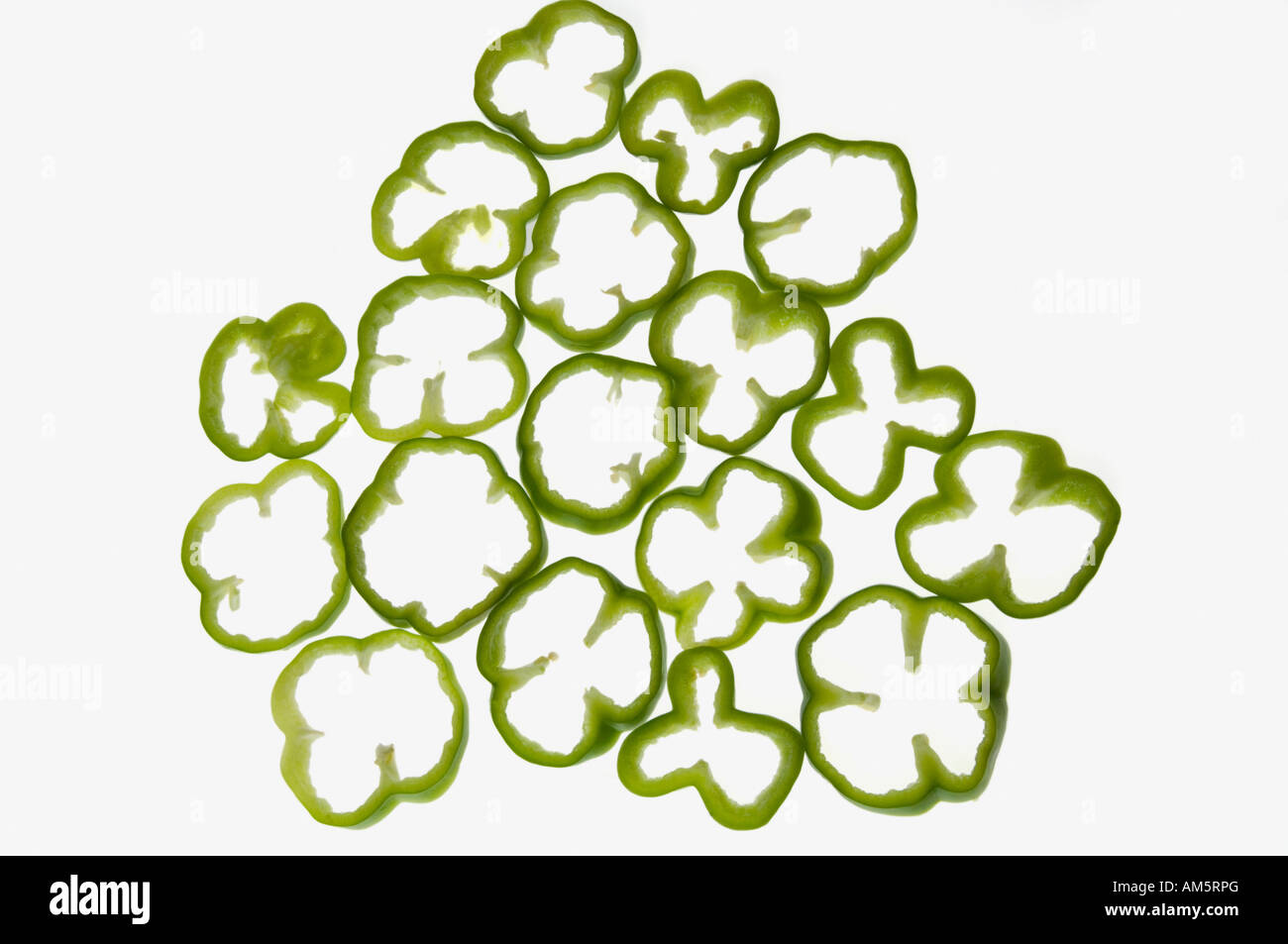 Close-up of green bell pepper slices Stock Photo - Alamy