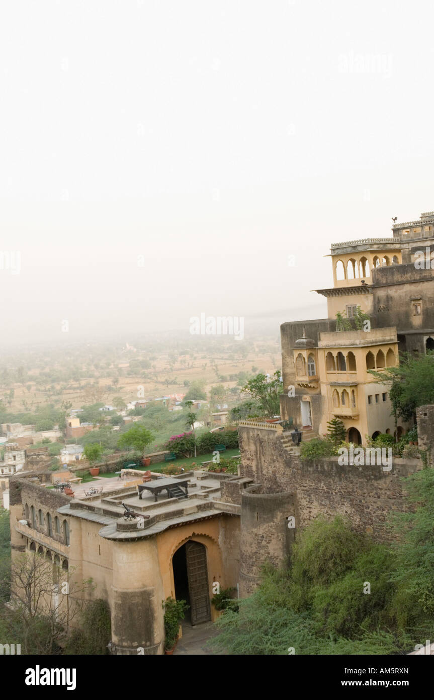 High angle view of a fortress, Neemrana Fort, Neemrana, Alwar ...