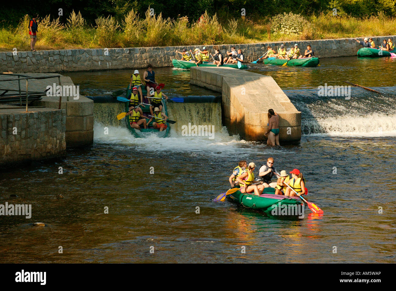 Rafting near Krumau, Cesky Krumlov on the Moldau, Bohemia, Czech ...