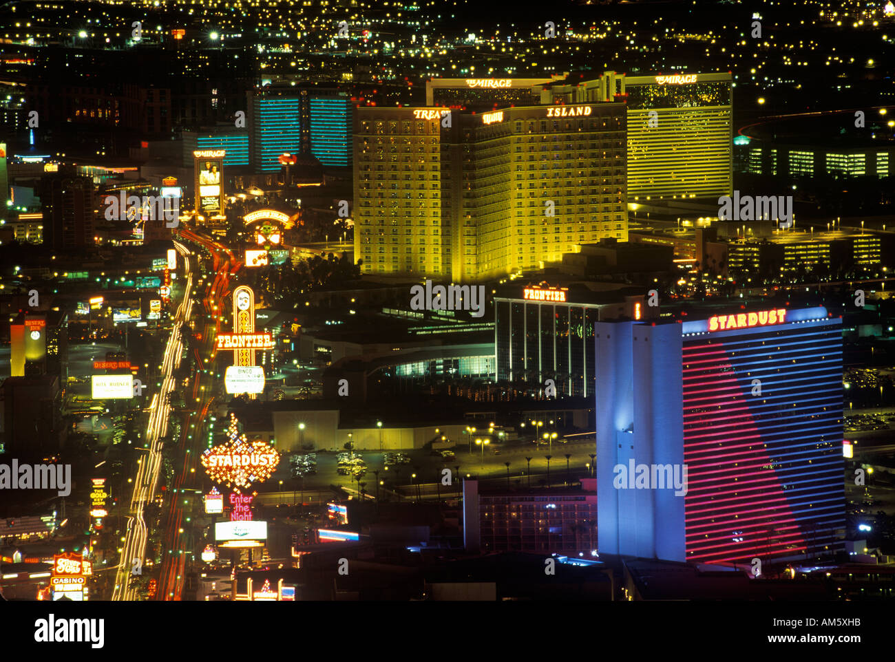 View of the strip at night from the Stratosphere Tower NV Stock Photo ...